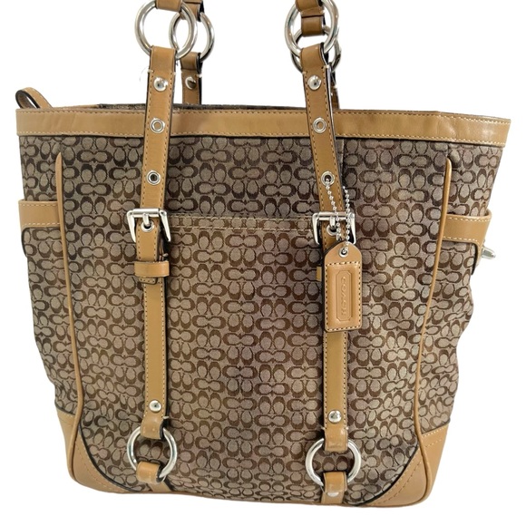 Coach | Bags | Coach Signature C Mini Gallon Brown Tan Jacquard Leather ...